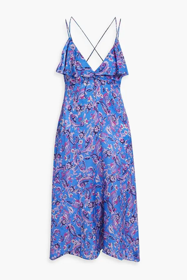 Isabel Marant Étoile Paysa Floral-print Jacquard Midi Dress - Blue