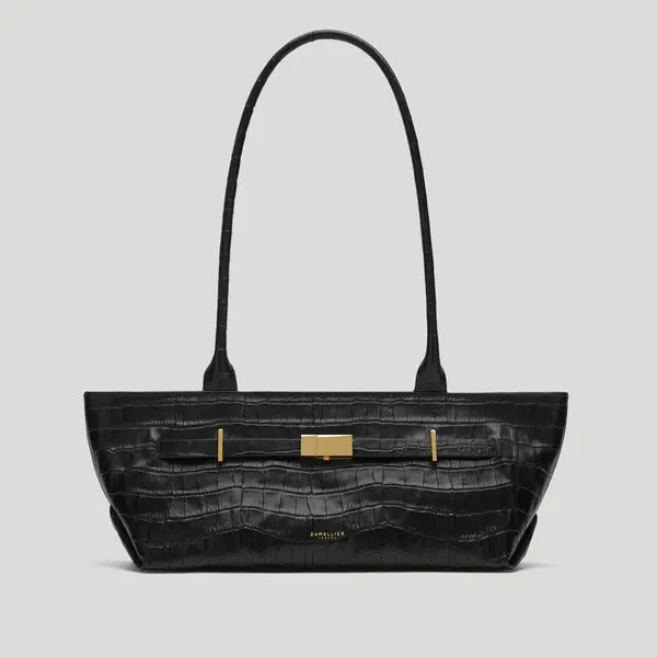 DEMELLIER The New York Shoulder Bag - Black Croc-effect