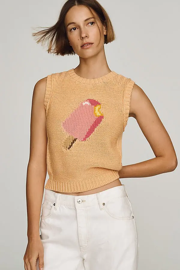 Maeve Linen Blend Icon Sleeveless Tank Top - Peach