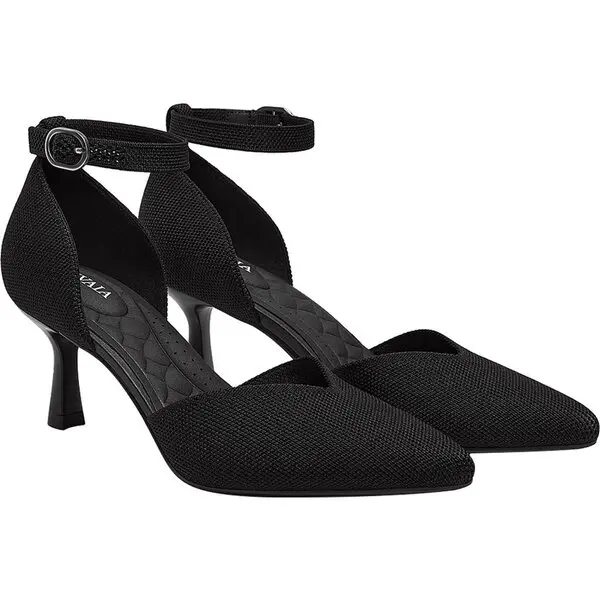 Vivaia Arabella Pointed-toe Kitten Heels With Adjustable Ankle Strap - Black