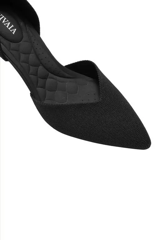 Vivaia Arabella Pointed-toe Kitten Heels With Adjustable Ankle Strap - Black