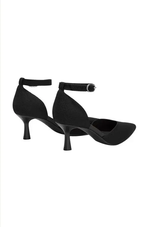 Vivaia Arabella Pointed-toe Kitten Heels With Adjustable Ankle Strap - Black