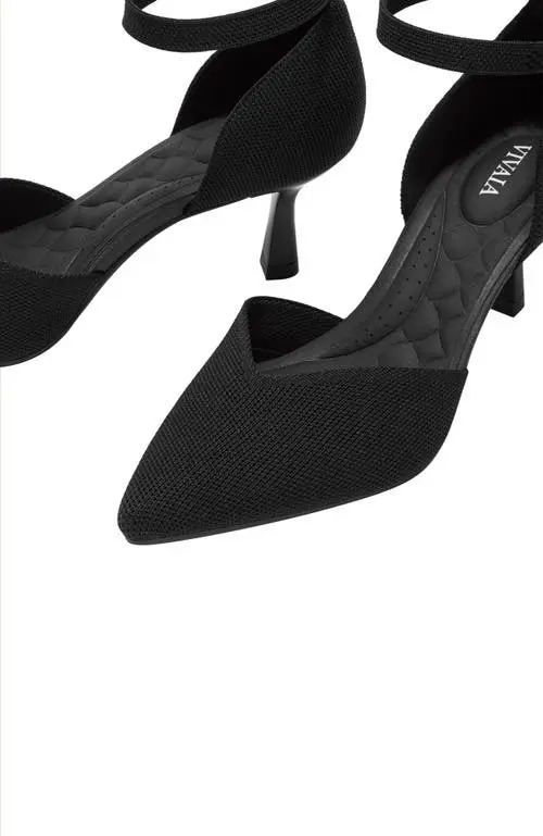 Vivaia Arabella Pointed-toe Kitten Heels With Adjustable Ankle Strap - Black