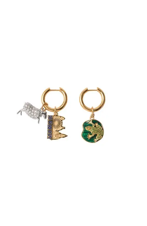 Burberry Charm Hoop Earrings - Gold/multicolour