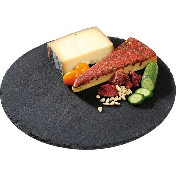 CILIO Slate Serving Board For Cheese And Appetizers, Round - Black