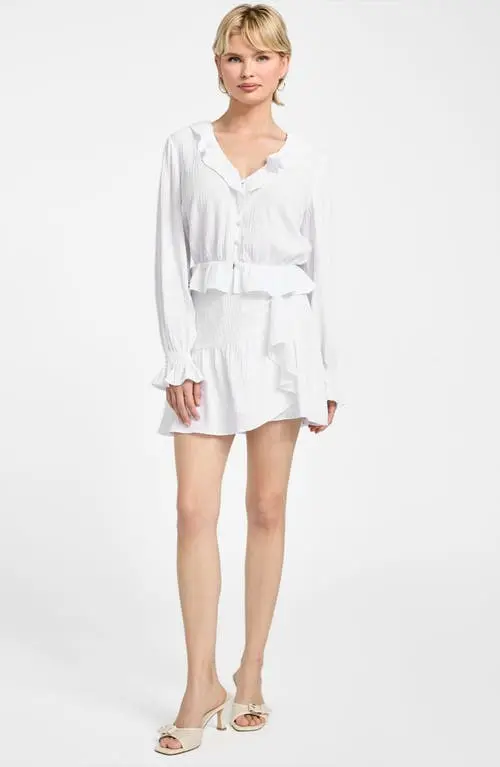 Guess Shaelo Long-sleeve Crop Top - White