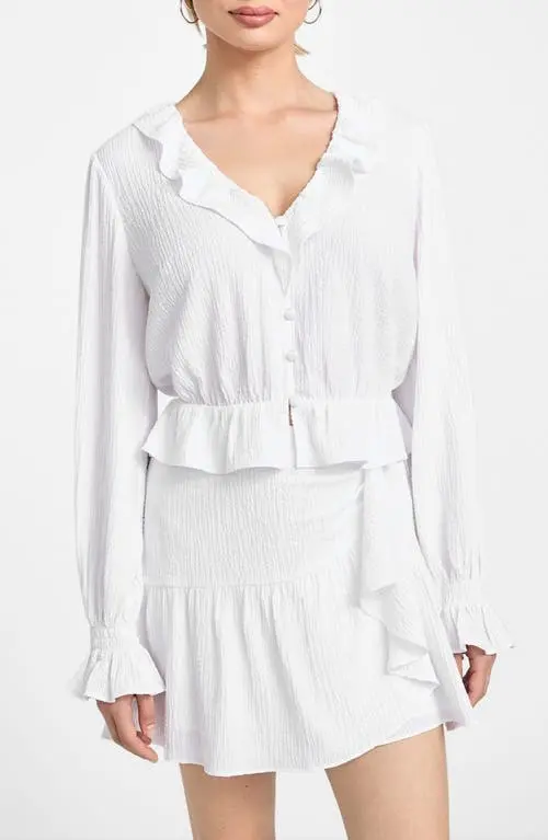 Guess Shaelo Long-sleeve Crop Top - White