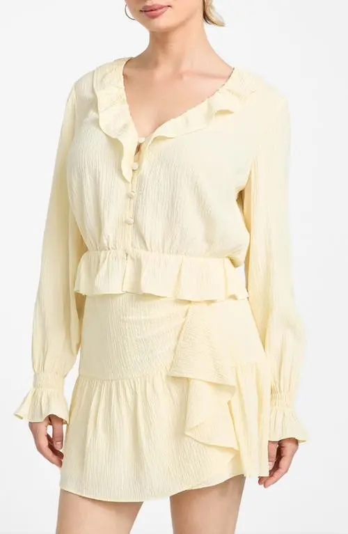 Guess Shaelo Long-sleeve Crop Top - Yellow