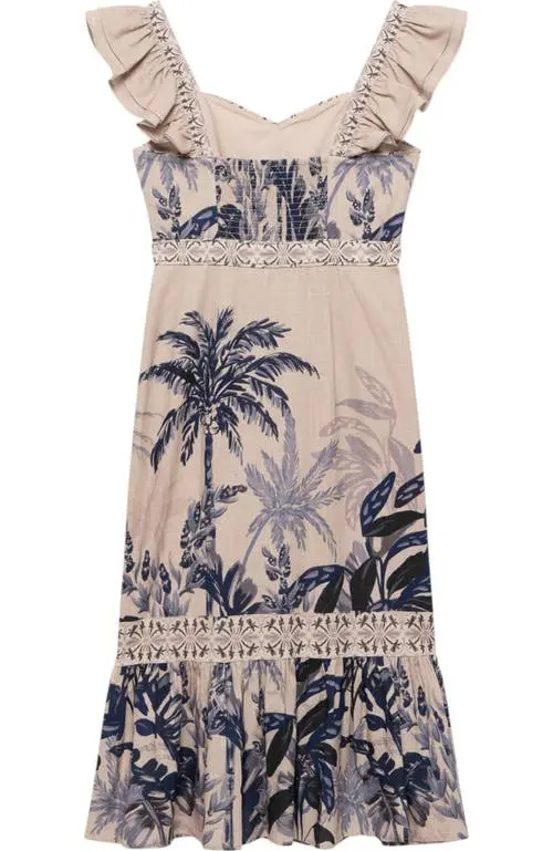Mint Velvet Palm Print Column Midi Dress