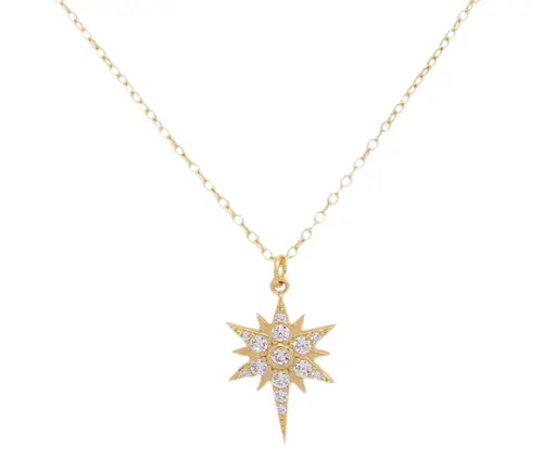 MAZIN JEWELS Starburst Pendant Necklace - Gold