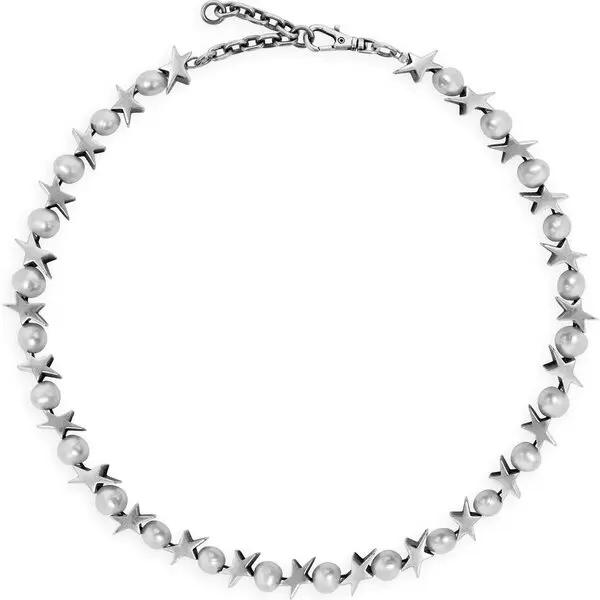TWOJEYS Freshwater Pearl And Star Necklace - Silver