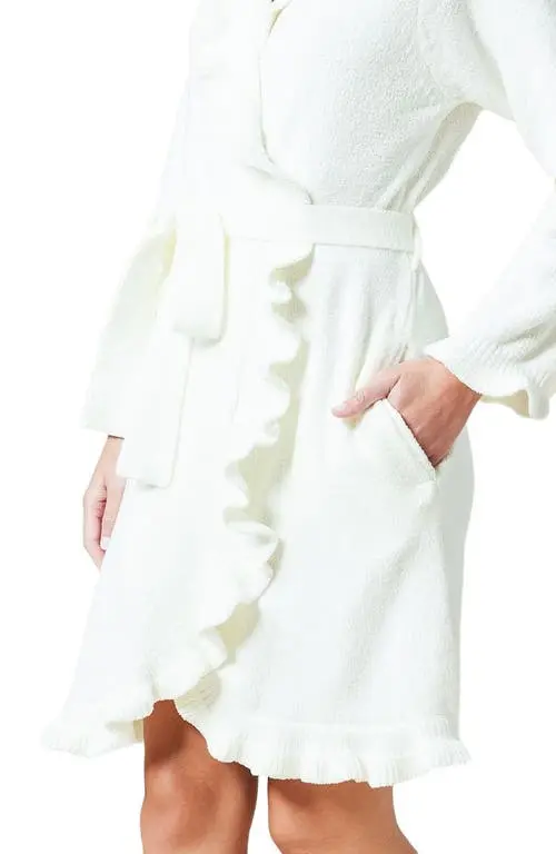 SOFTIES Knee-length Ruffle Chenille Robe - Cloud