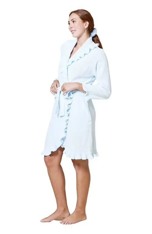 SOFTIES Knee-length Ruffle Chenille Robe - Light Blue