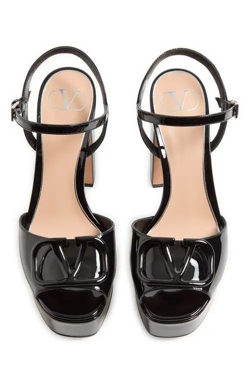 Valentino Garavani Vlogo Signature Platform Sandal - Black