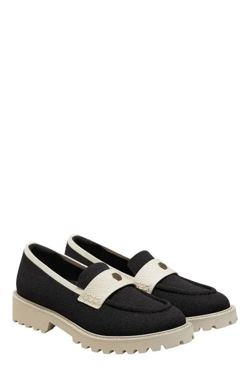 Vivaia Round-toe Platform Loafers - Black Cream Ivory