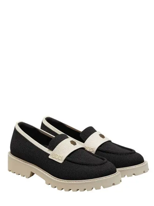 Vivaia Round-toe Platform Loafers - Black Cream Ivory