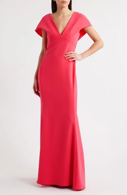 Amsale Flutter Sleeve Crepe Gown