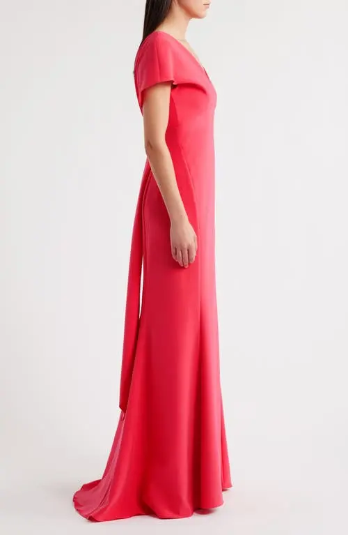 Amsale Flutter Sleeve Crepe Gown