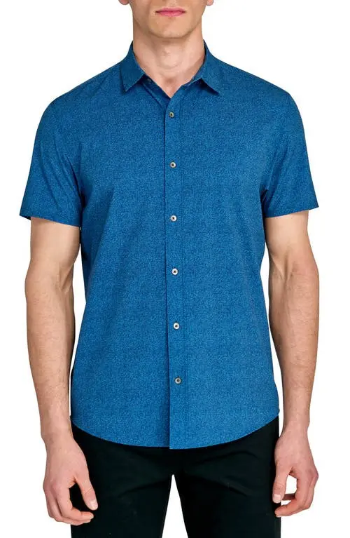W.R.K Trim Fit Short Sleeve Performance Button-up Shirt - Blue