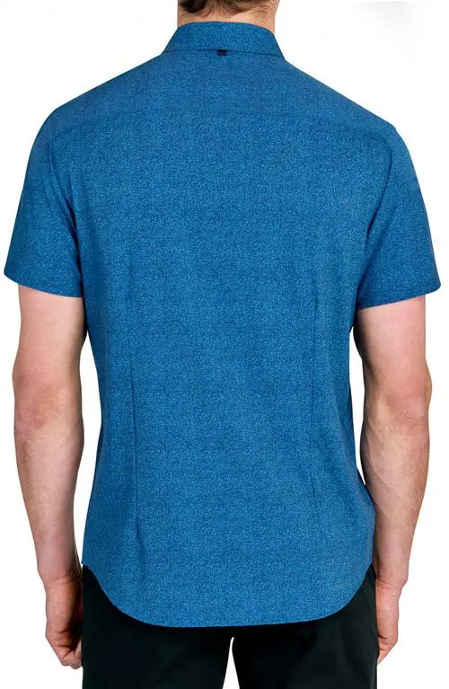 W.R.K Trim Fit Short Sleeve Performance Button-up Shirt - Blue