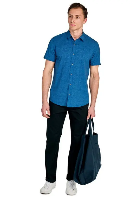 W.R.K Trim Fit Short Sleeve Performance Button-up Shirt - Blue