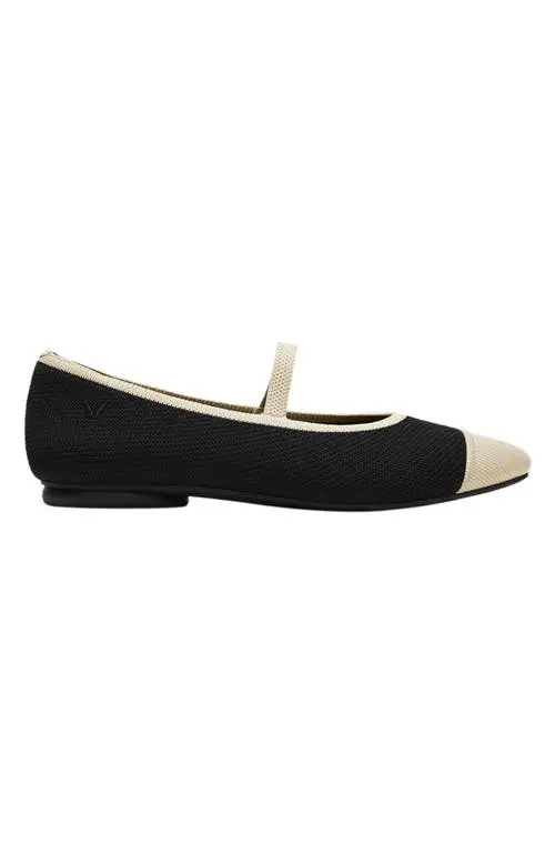 Vivaia Almond-toe Mary Jane Flats - Black Diamond