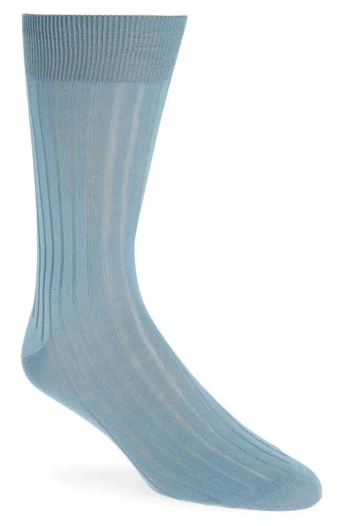 Canali Cotton Ribbed Dress Socks - Blue