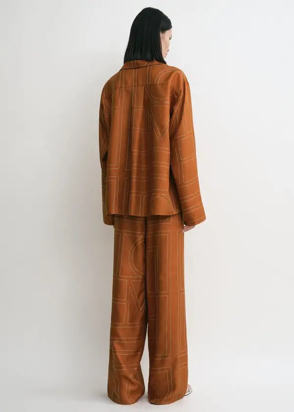 TOTEME Monogram Silk Pajama Top - Orange