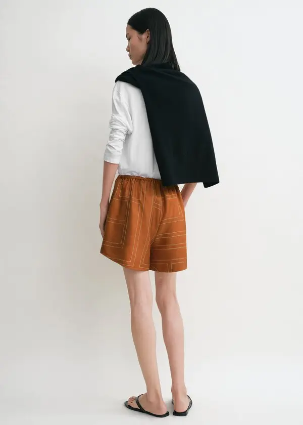 TOTEME Monogram Silk Shorts - Orange