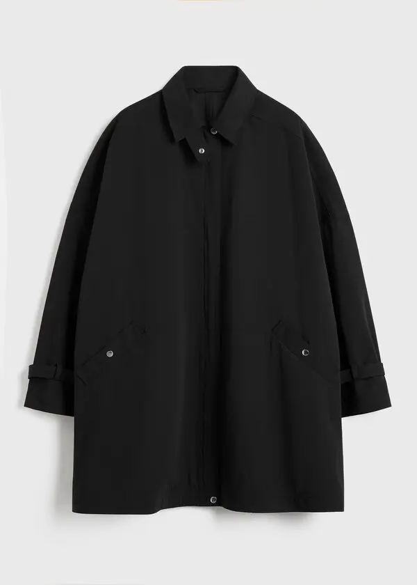 TOTEME Oversized A-line Trench Coat - Black