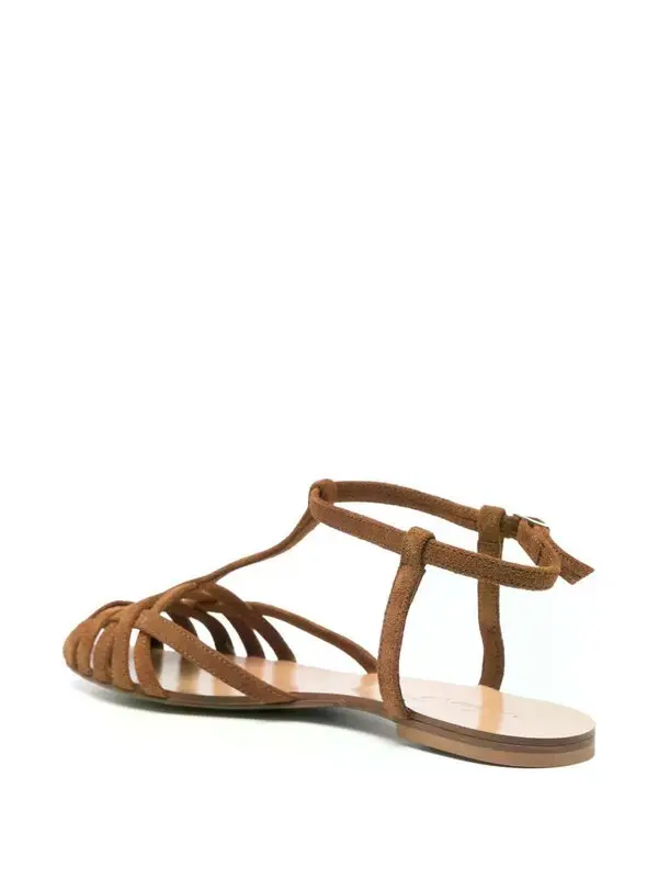 ANNA F. Suede Flat Sandals - Brown