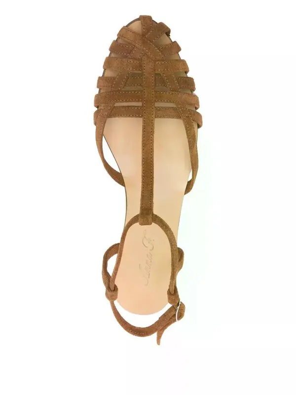 ANNA F. Suede Flat Sandals - Brown