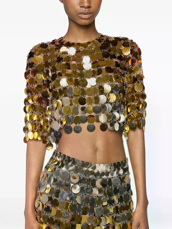 Rabanne Chainmail-embellished Cropped Top - Gold