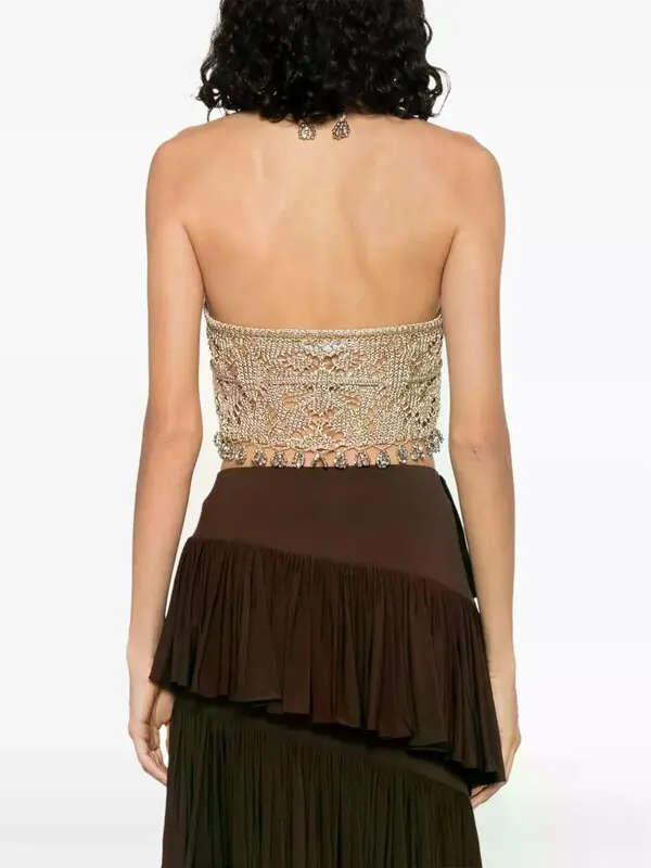 Rabanne Open-knit Halterneck Top - Gold