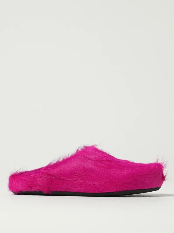Marni Fur Clogs - Fuchsia
