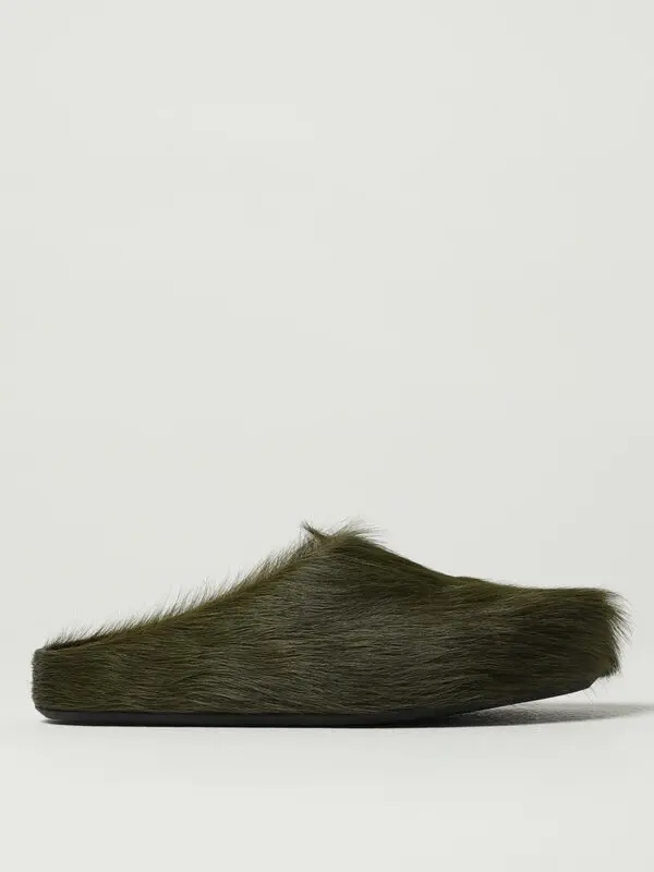 Marni Fur Clogs - Sage