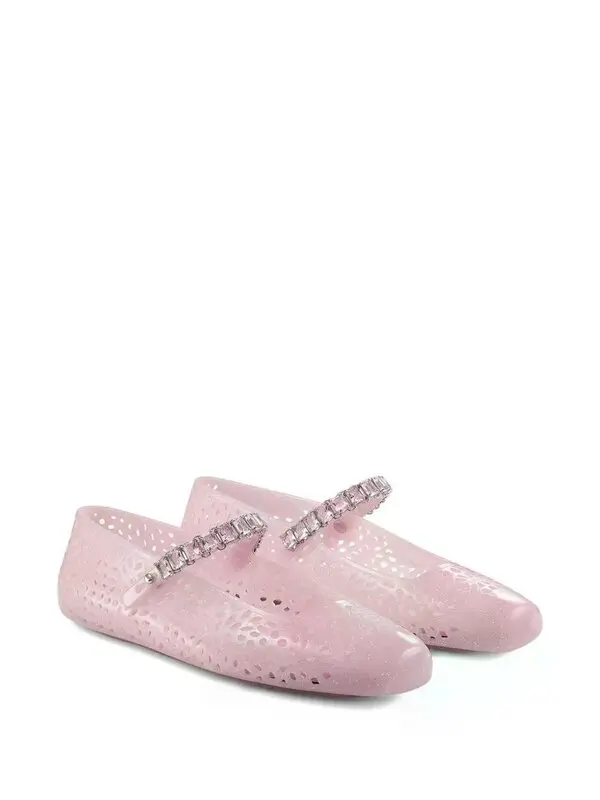 JIMMY CHOO Jelly Ballet Flats With Crystal Embellishment - Pink
