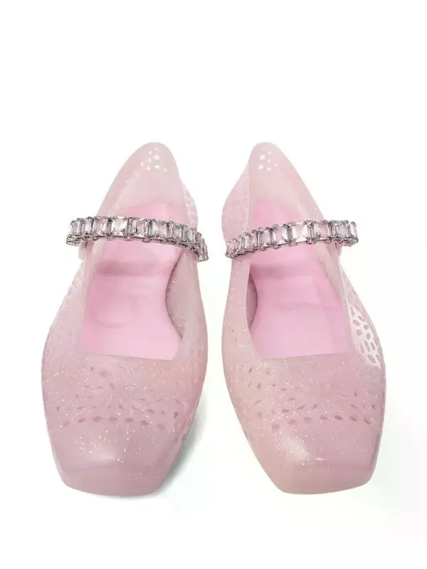 JIMMY CHOO Jelly Ballet Flats With Crystal Embellishment - Pink