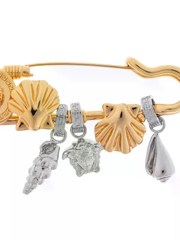 Versace Crystal Icons De La Mer Brooch In Gold - 25% Off