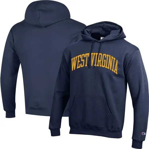 Champion West Virginia Mountaineers Basic Arch Fleece Pullover Hoodie
