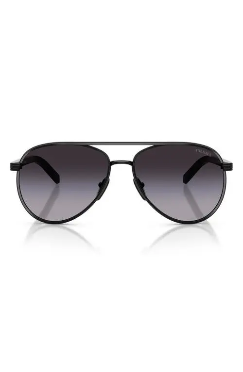 Prada 59mm Pilot Sunglasses - Black/ Grey Gradient