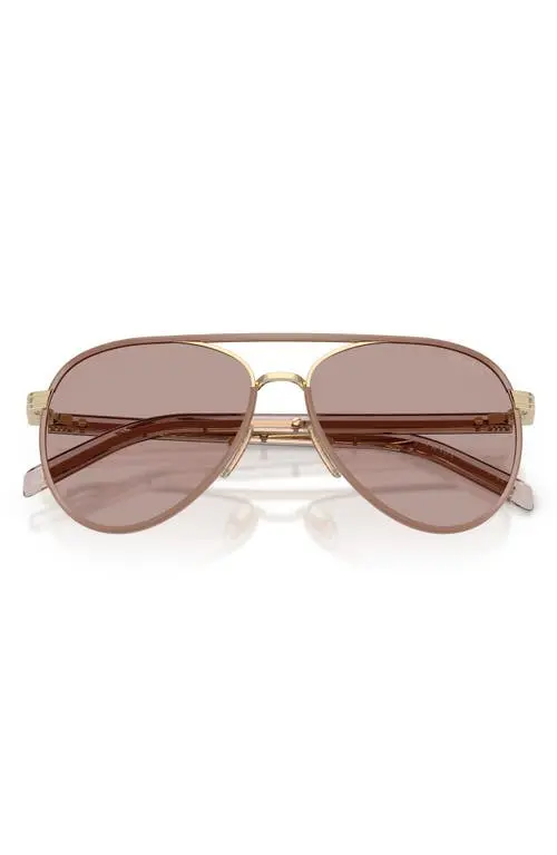 Prada 59mm Pilot Sunglasses - Pale Gold/ Light Purple Brown