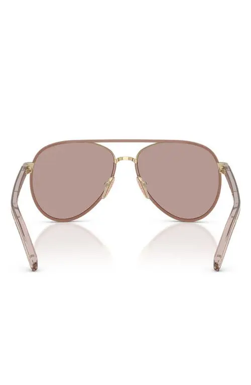Prada 59mm Pilot Sunglasses - Pale Gold/ Light Purple Brown