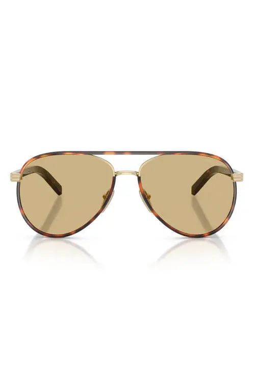 Prada 59mm Pilot Sunglasses - Tortoise Print/ Gold/ Yellow