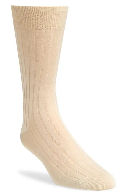 Canali Cotton Ribbed Dress Socks - Natural