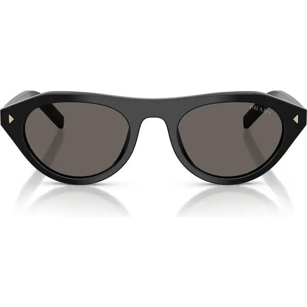 Prada 52mm Irregular Sunglasses - Black/ Dark Grey