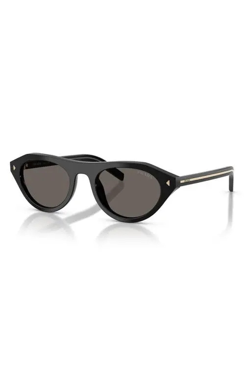 Prada 52mm Irregular Sunglasses - Black/ Dark Grey