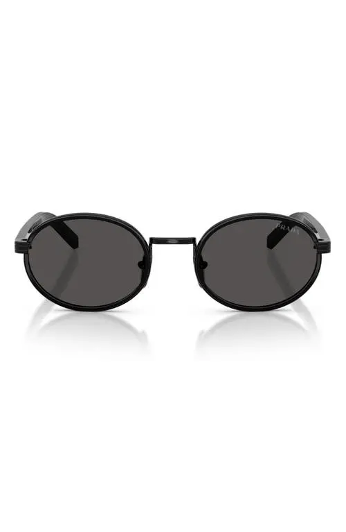Prada 52mm Oval Sunglasses - Black/ Dark Grey