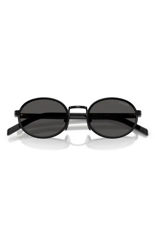Prada 52mm Oval Sunglasses - Black/ Dark Grey