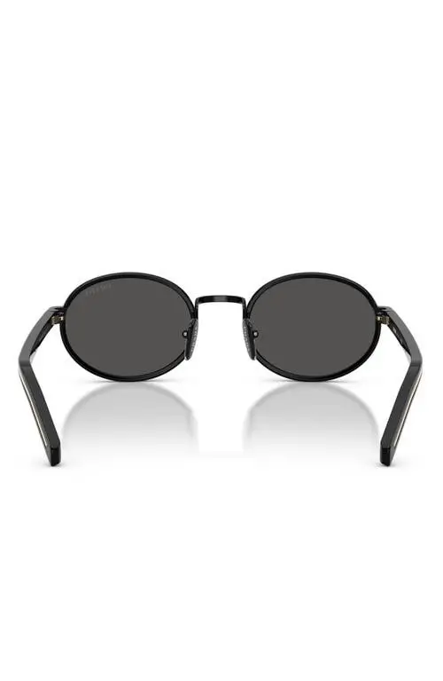 Prada 52mm Oval Sunglasses - Black/ Dark Grey